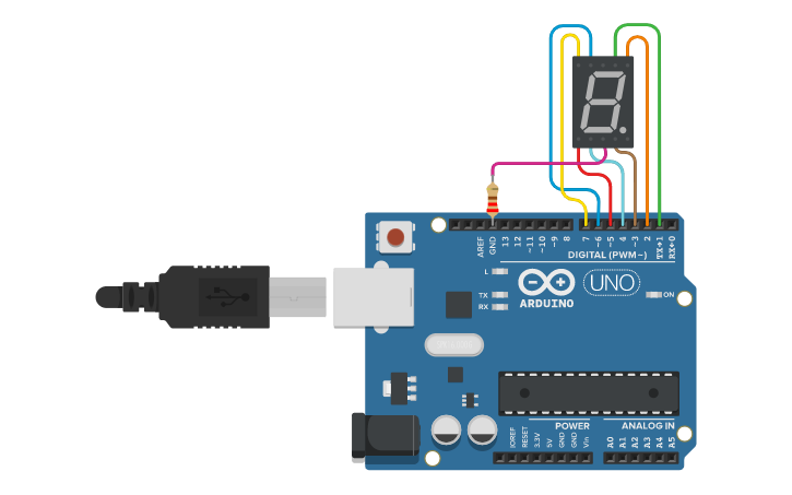 Circuit design 7 Segment Display Countdown - Tinkercad