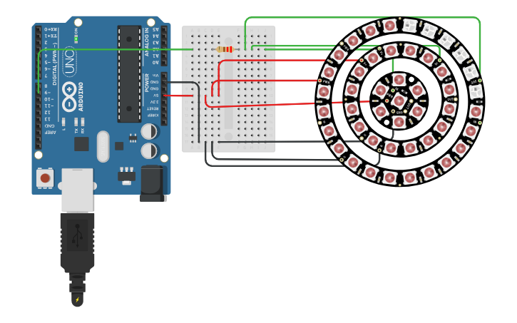 Circuit design neopixel - Tinkercad