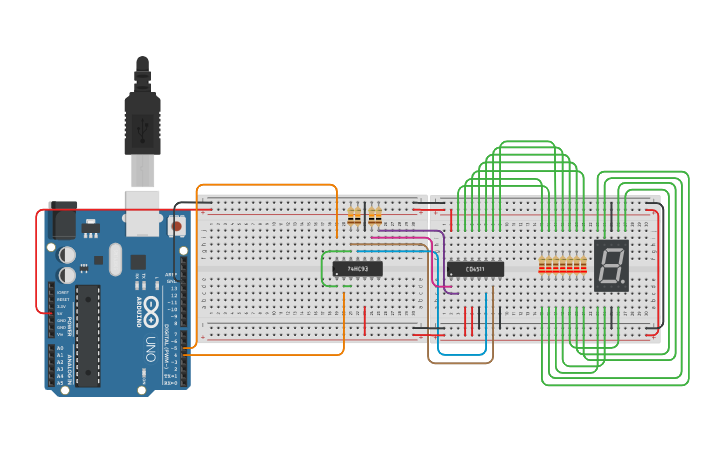 Circuit design Contador 0-9 con 74hc93 | Tinkercad