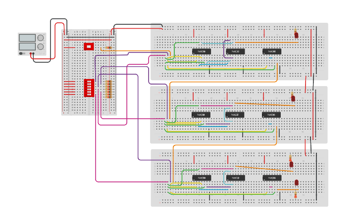Circuit design 3 BIT FULL ADDER - Tinkercad