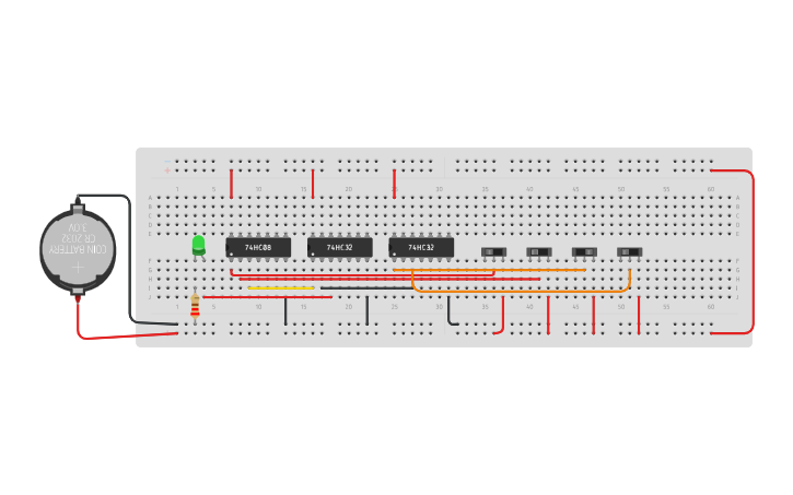Circuit design Práctica 1. Circuito con compuertas lógicas - Tinkercad
