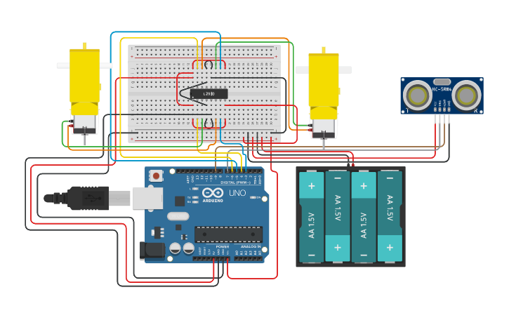 Circuit design Robot de sumo - Tinkercad