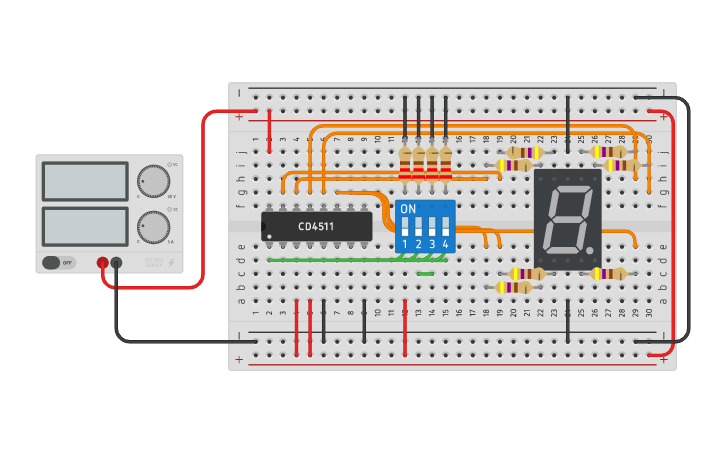 Circuit design 4511 Display - Tinkercad
