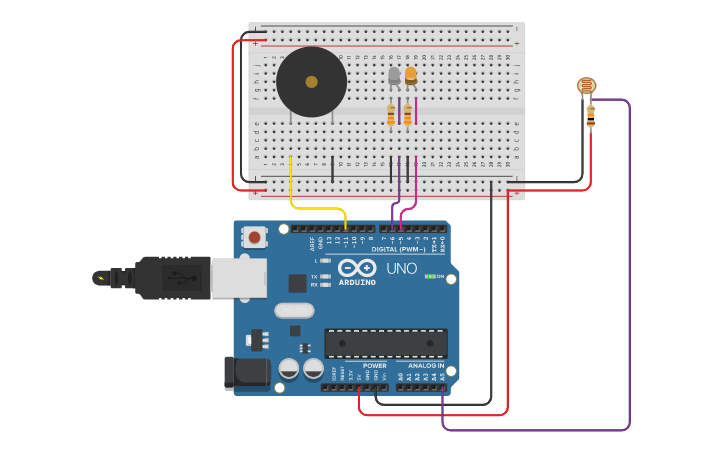 Circuit design Desafio 3 - Fotorresistor - Tinkercad