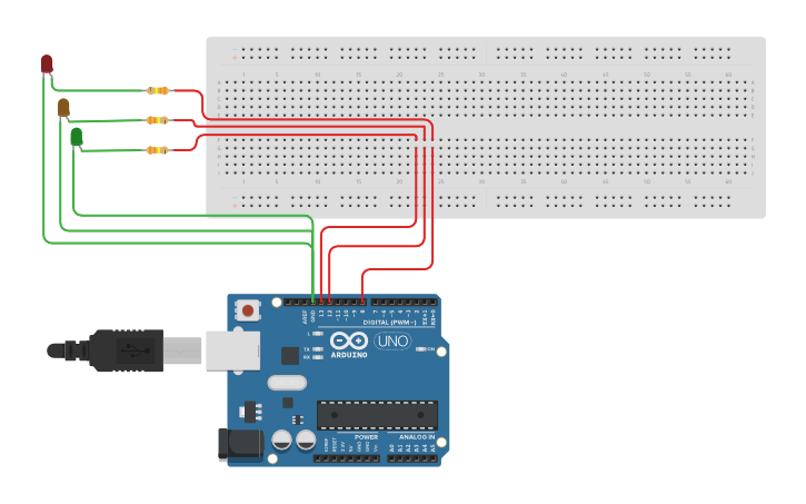 Circuit Design Traffic Lights Simulation Tinkercad