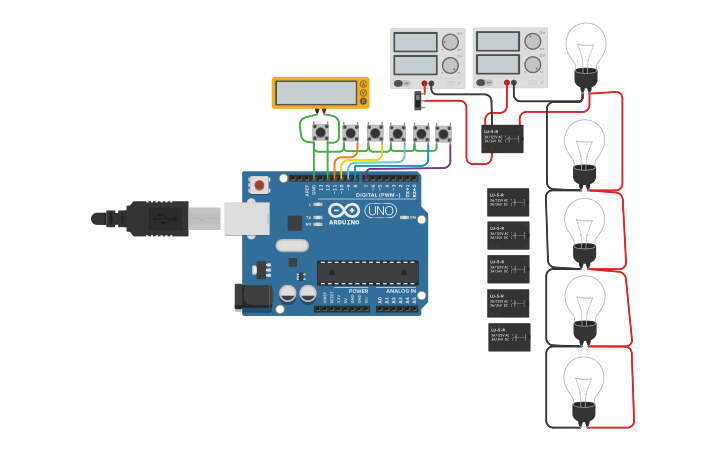 Circuit design Control de Luces | Tinkercad