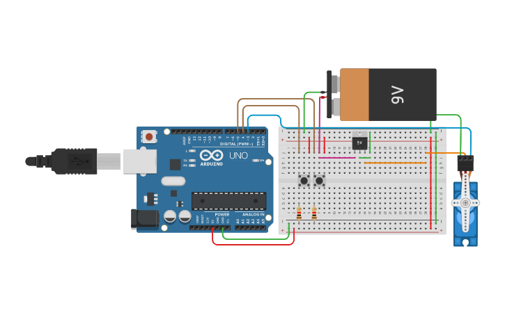 Circuit design Servo motor - Tinkercad