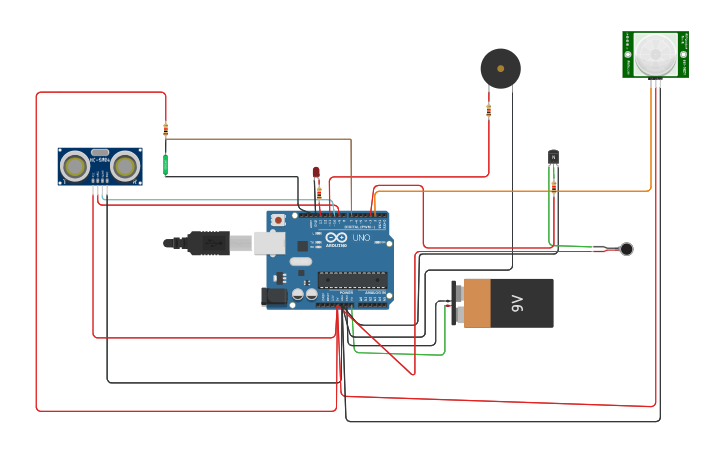 Circuit design Smart Cane - Tinkercad