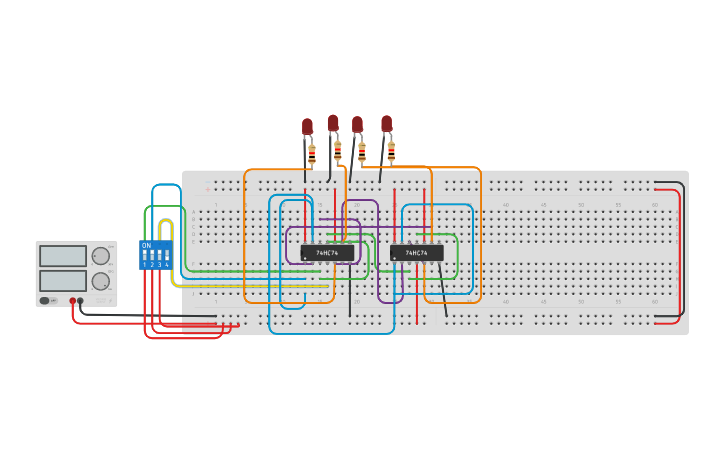 Circuit design ring counter - Tinkercad