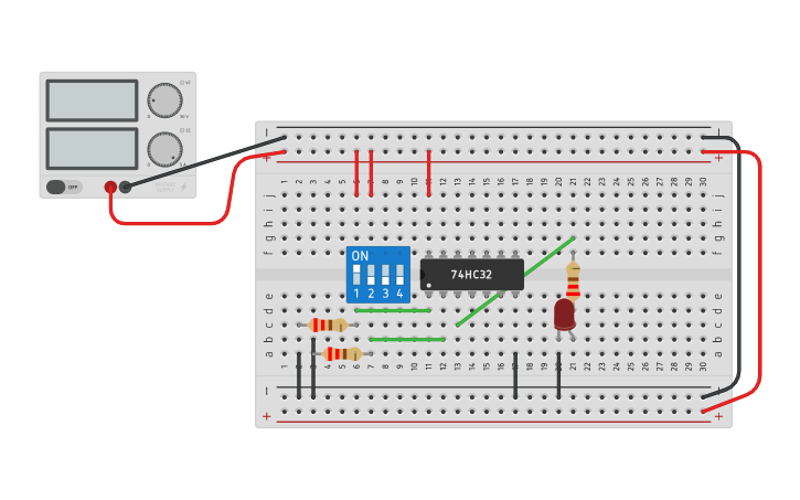 Circuit design Compuerta OR - Tinkercad