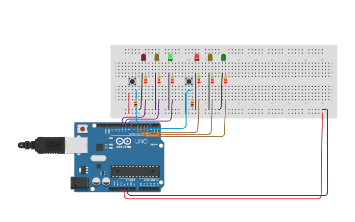 Circuit design Traffic Light Controller | Tinkercad
