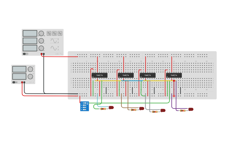 Circuit design Left Shift Register | Tinkercad