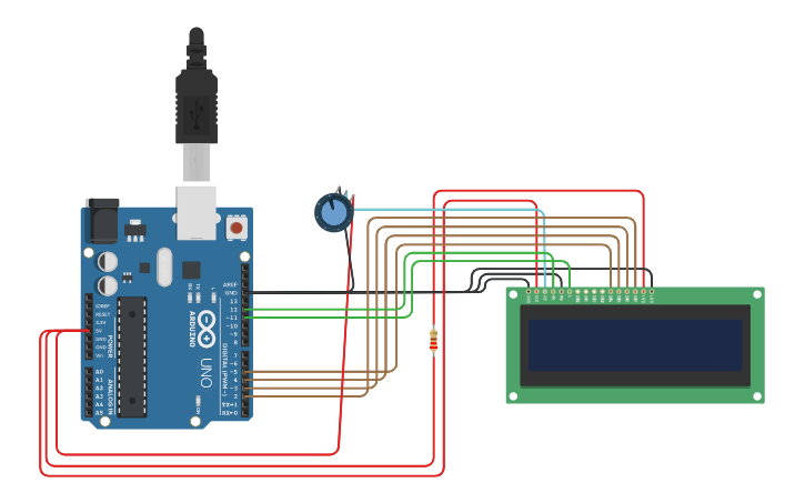 Circuit design LCD interfacing with Arduino - Tinkercad