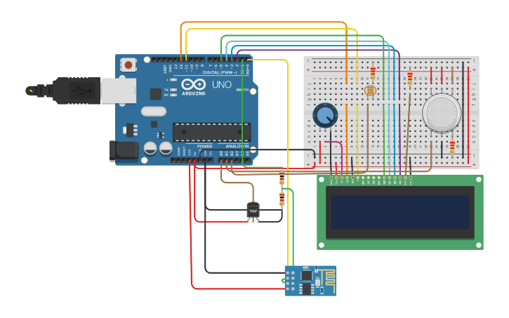 Circuit design WIFI AND LCD - Tinkercad