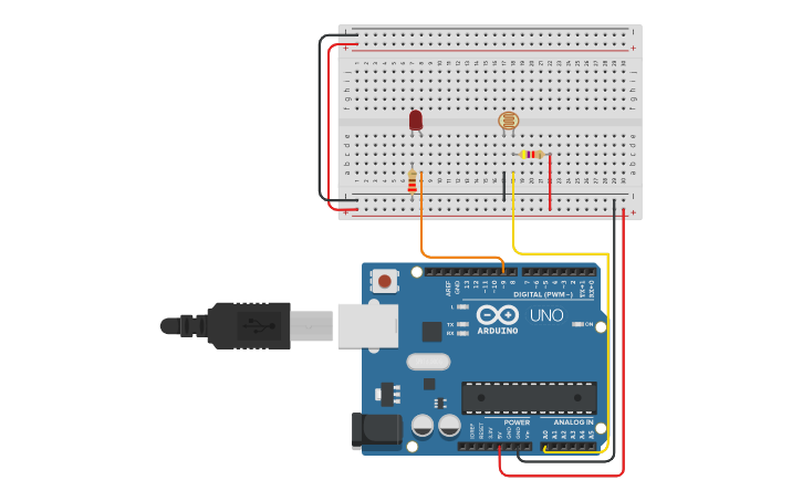 Circuit design LDR - Tinkercad