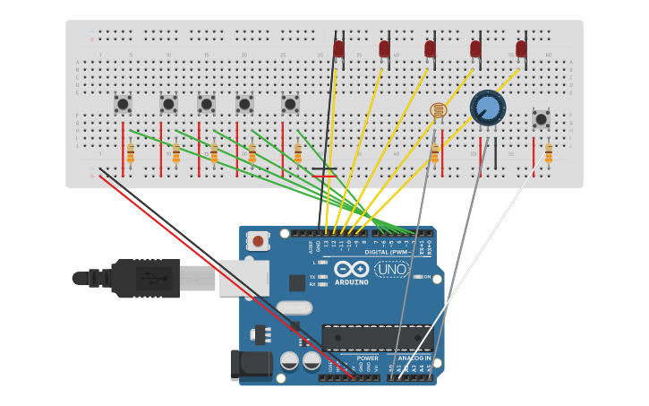 Circuit design Guitar Hero MIDI Controller - Tinkercad Circuit design Guitar Hero MIDI Controller - Tinkercad