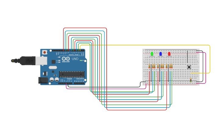 Circuit design LAB 7 4 pin RGB led Arduino 2 - Tinkercad
