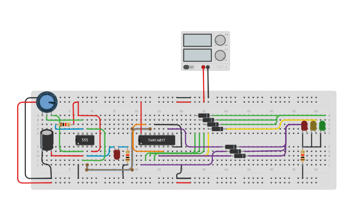 Circuit design Semaforo con leds - Tinkercad