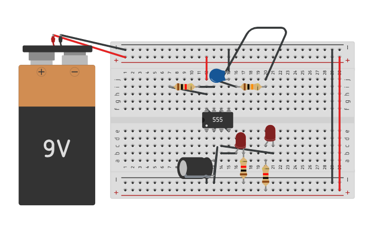 Circuit Design Alternating Led Blinking Using 555 Timer Tinkercad
