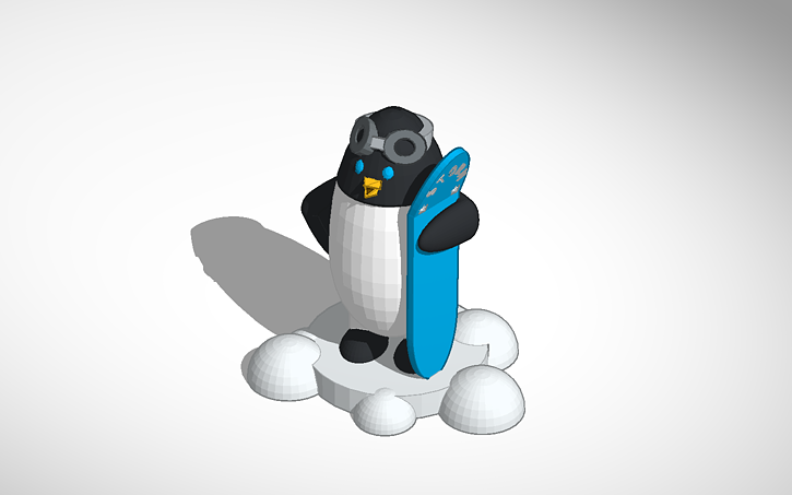 3D design Snowboarding Penguin - Tinkercad
