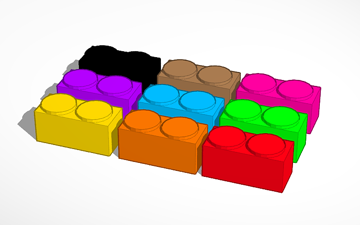 3D design 9 farklı renge sahip legolar | Tinkercad