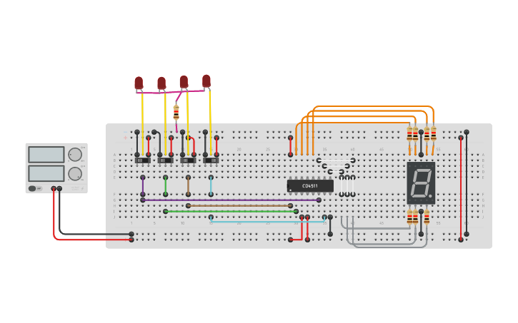 Circuit design 7-Segment Decoder - Tinkercad