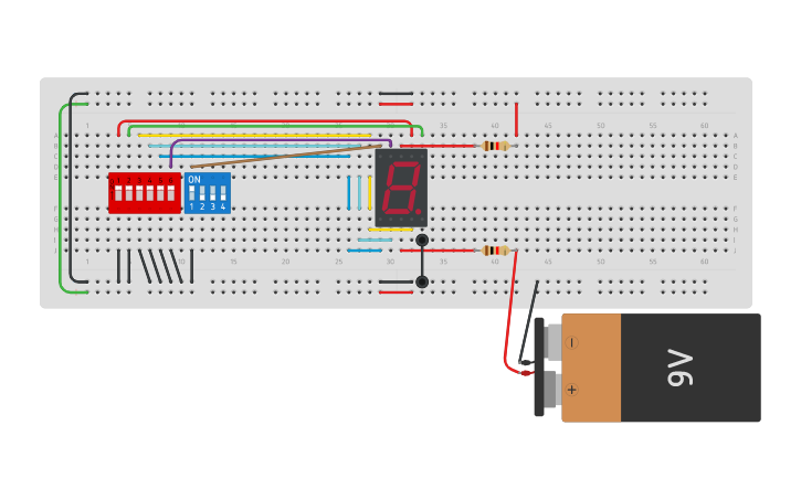 Circuit design SIETE SEGMENTOS ANODO COMUN - Tinkercad