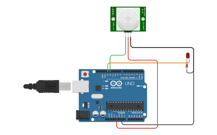 Circuit design Sensor de presença - Tinkercad Circuit design Sensor de presença - Tinkercad