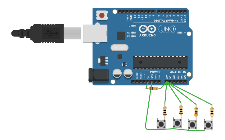 Circuit design Resistor Ladder - Tinkercad