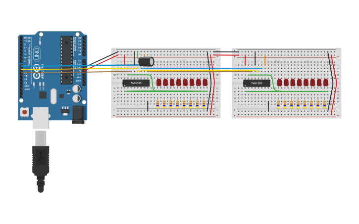 Circuit design Arduino Shift - Tinkercad