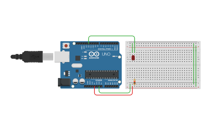 Circuit design 2 - Arduino Workshop - Sim 1 - Blink LED | Tinkercad