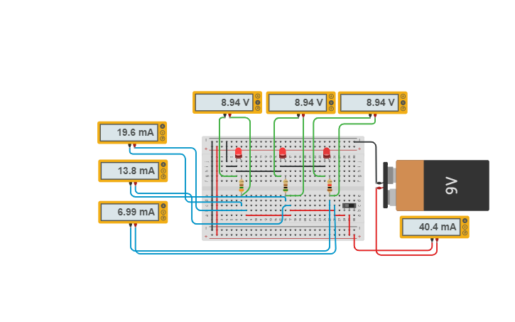 Circuit design LEDs en paralelo - Tinkercad