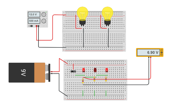 Circuit design Circuitos paralelos - Tinkercad