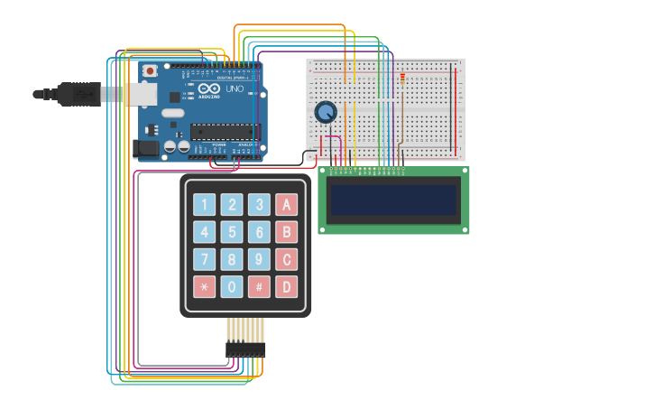 Circuit design KEYPAD CON LCD | Tinkercad