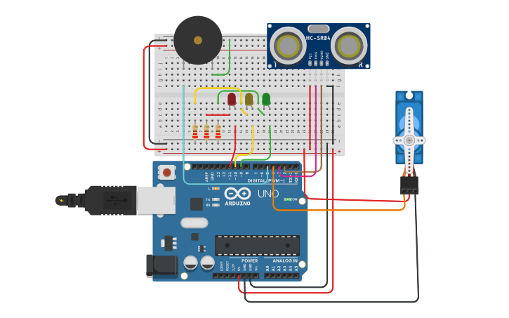 Circuit Design Projeto Cancela Eletrônica Tinkercad