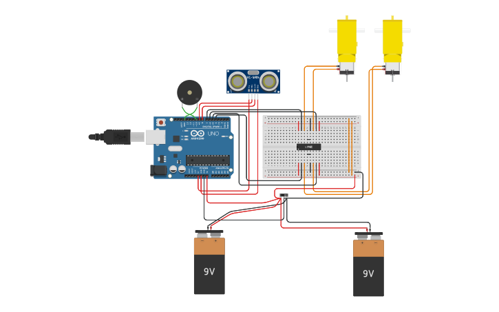 Circuit design Self-Driving Car - Tinkercad