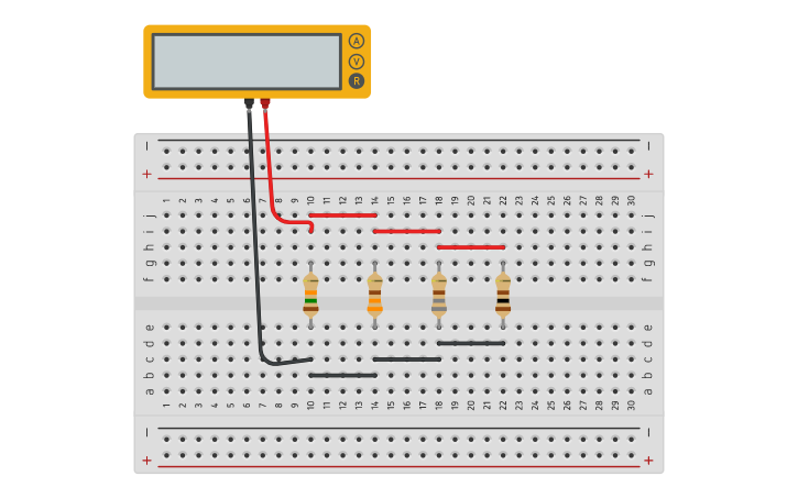 Circuit design medicion de circuito paralelo - Tinkercad