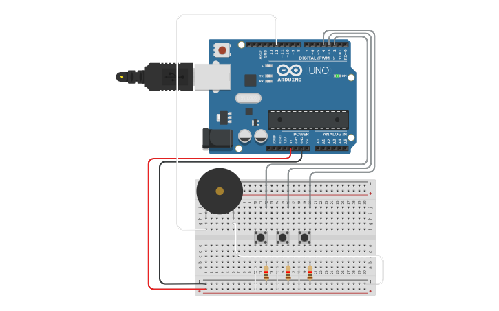Circuit design Piano Arduino - Tinkercad