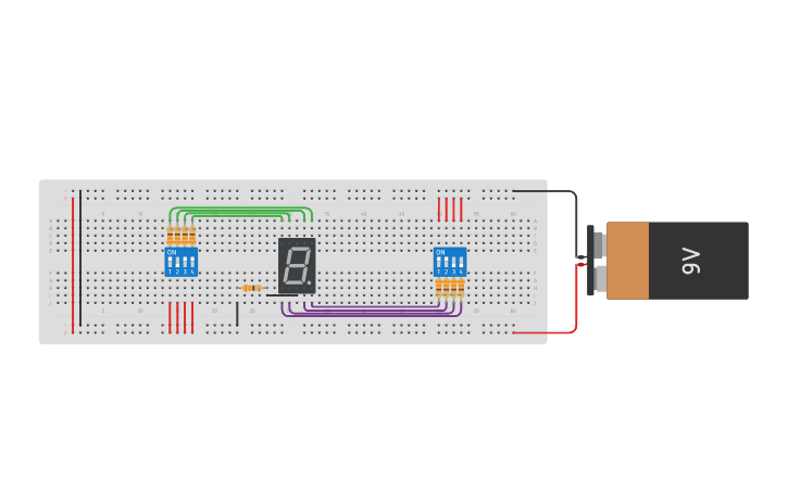 Circuit design DISPLAY DE 7 SEGMENTOS #4 - Tinkercad