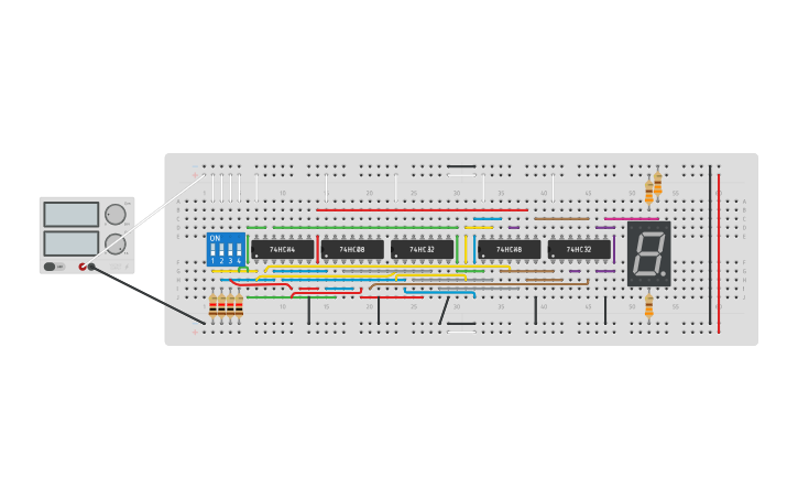 Circuit design Display 7 Segmentos (LED A) - Tinkercad