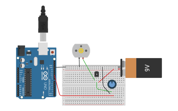 Circuit design Transistor Motor Control - Tinkercad