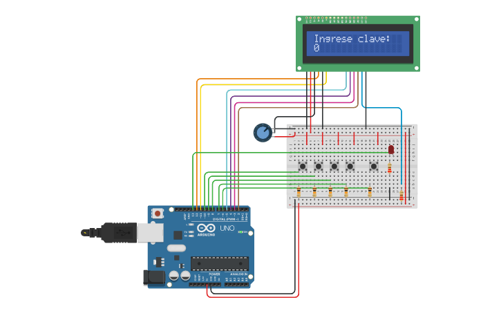 Circuit Design Cerradura Electrónica Con Lcd 16 X 2 Tinkercad