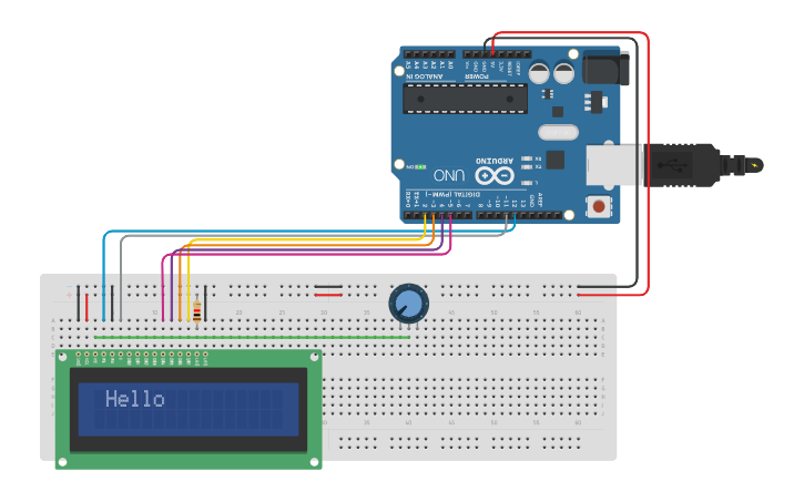 Circuit design LCD functions | Tinkercad