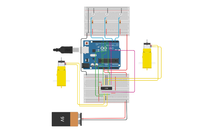 Circuit design Seguidor de Linea - Tinkercad