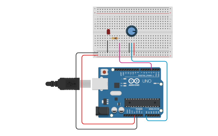 Circuit design led potentiometer - Tinkercad