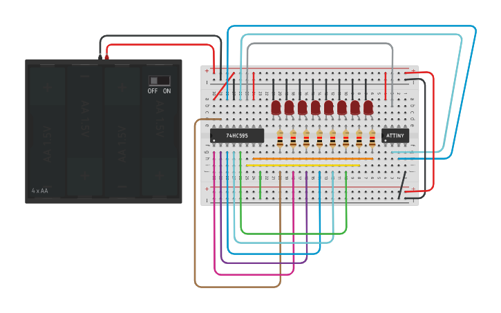 Circuit design 8 Leds par ATTiny | Tinkercad