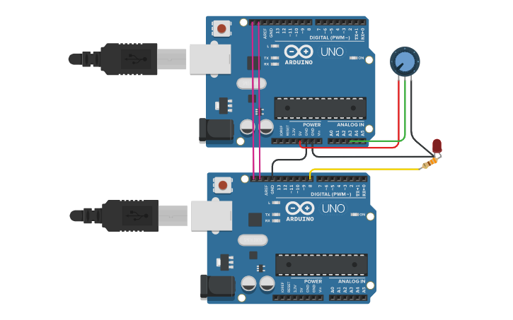 Circuit design I2C- Blink LED - Tinkercad