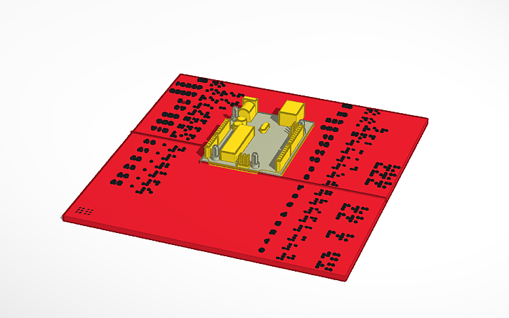 3D design Guía de pines arduino en braille - una pieza - con la placa ...