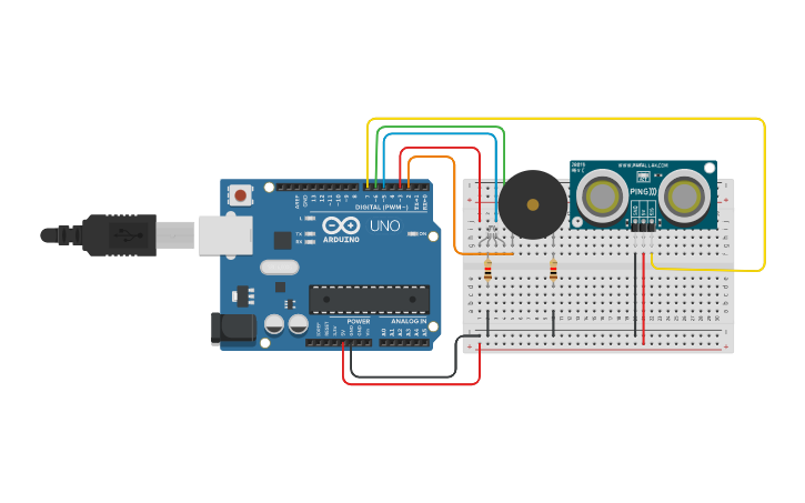 Circuit design distance detector - Tinkercad