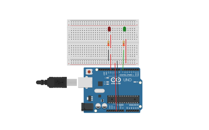 Circuit design DigitalWrite High Low - Tinkercad